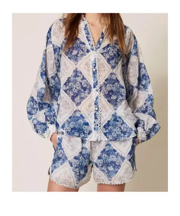 TWINSET Floral Print Ramie Shirt