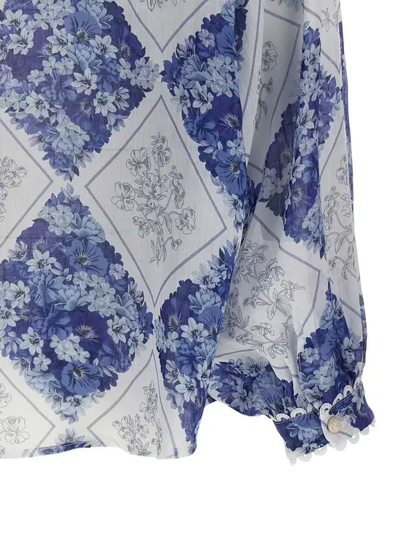 TWINSET Floral Print Ramie Shirt