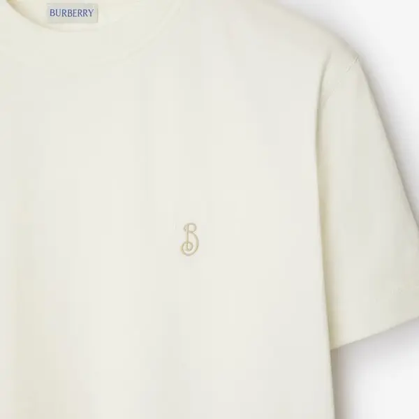 Burberry Logo Embroidered Crewneck T-shirt - Chalk