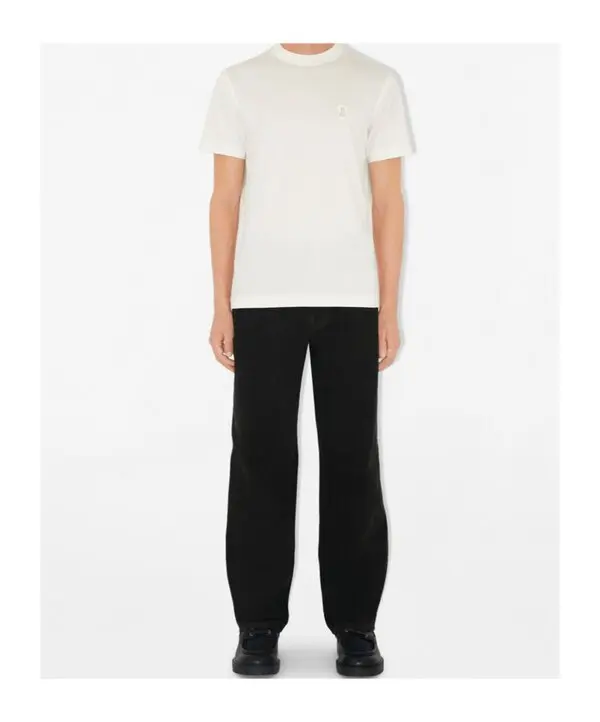 Burberry Logo Embroidered Crewneck T-shirt - Chalk