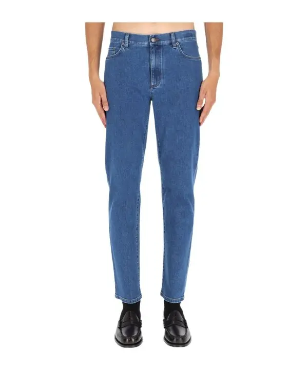 Zegna Logo Patch Straight Leg Jeans