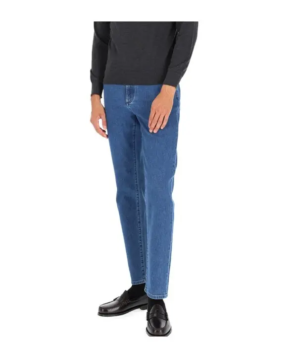 Zegna Logo Patch Straight Leg Jeans