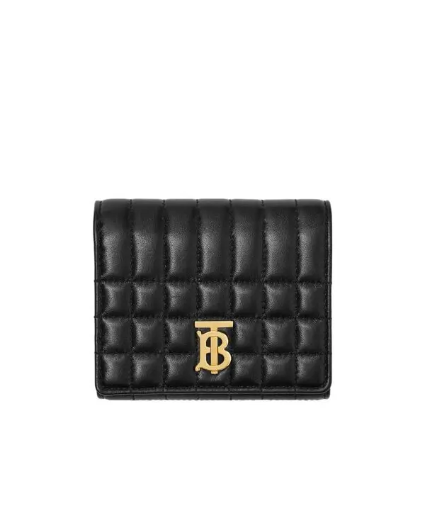 Burberry Logo Plaque Quilted Wallet - Black