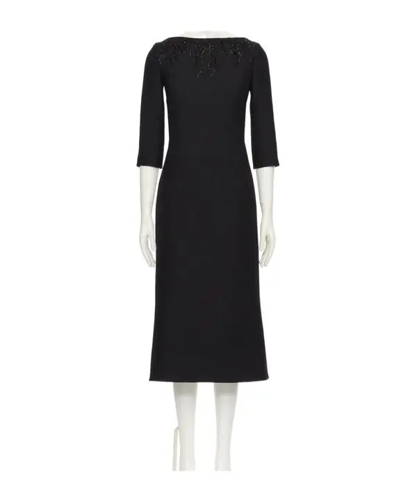 Valentino Garavani Bow Detailed Boat Neck Dress