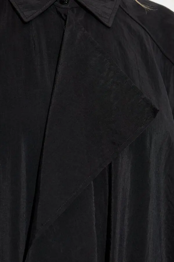 LEMAIRE Short Sleeve Shirt Dress With Belt And Slit - Black