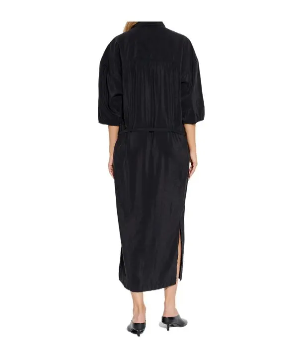 LEMAIRE Short Sleeve Shirt Dress With Belt And Slit - Black