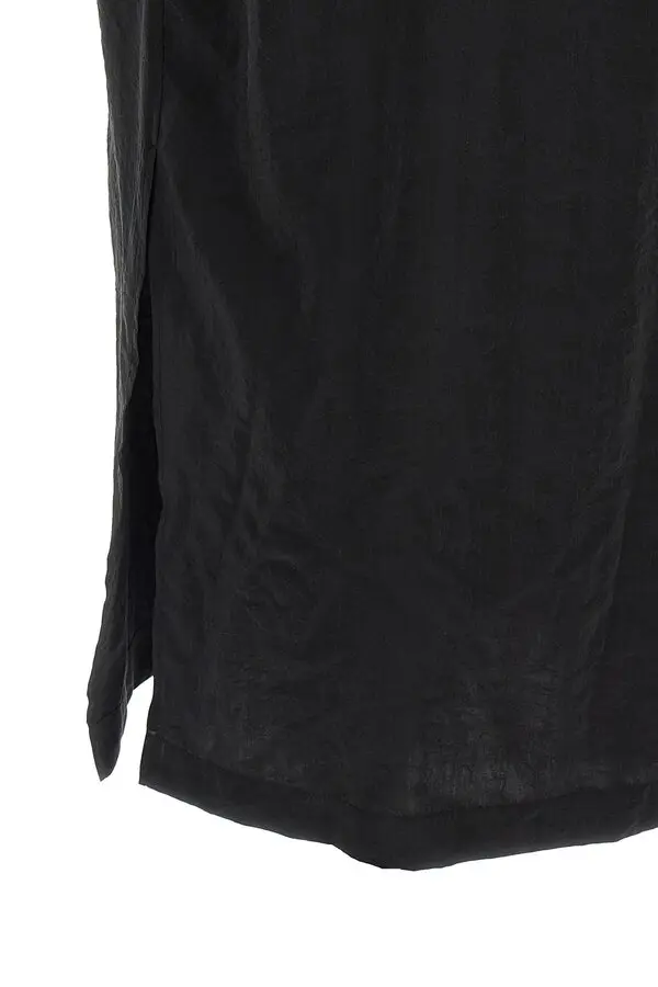 LEMAIRE Short Sleeve Shirt Dress With Belt And Slit - Black