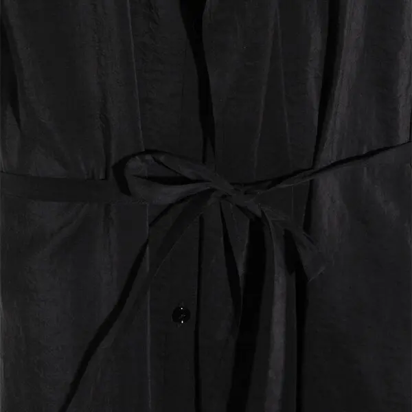 LEMAIRE Short Sleeve Shirt Dress With Belt And Slit - Black