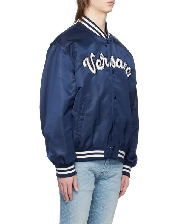 Versace Logo Embroidered Snap-front Jacket