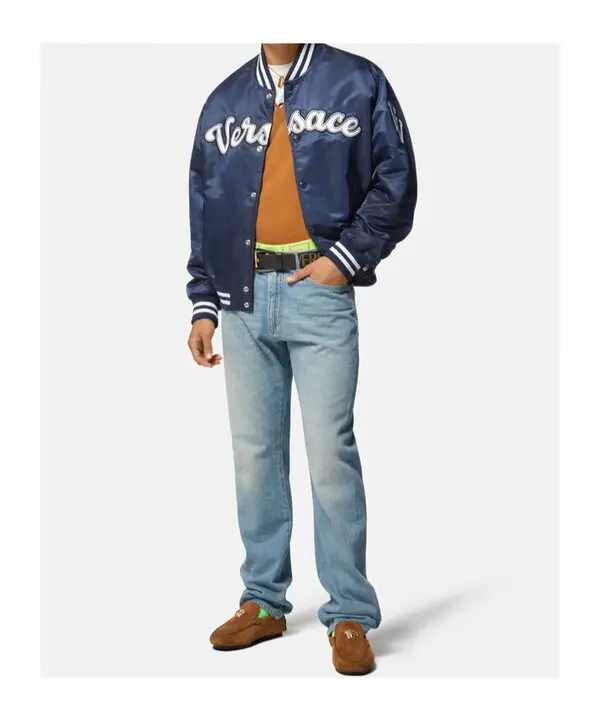 Versace Logo Embroidered Snap-front Jacket