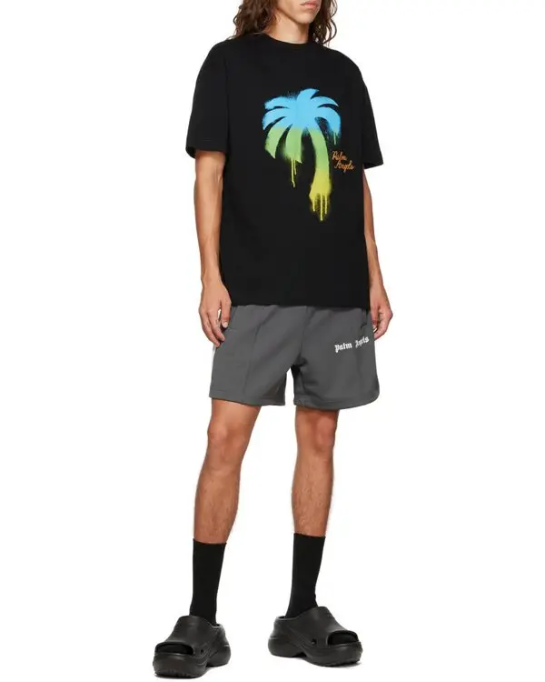 Palm Angels Palm Tree Printed Crewneck T-sihrt - Black
