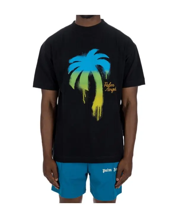 Palm Angels Palm Tree Printed Crewneck T-sihrt - Black