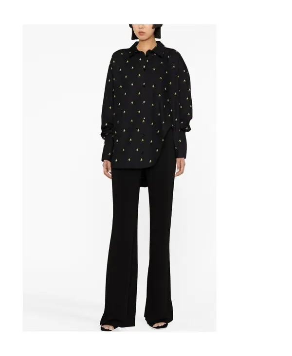 Attico Diana Printed Oversized Buttoned Shirt - Black