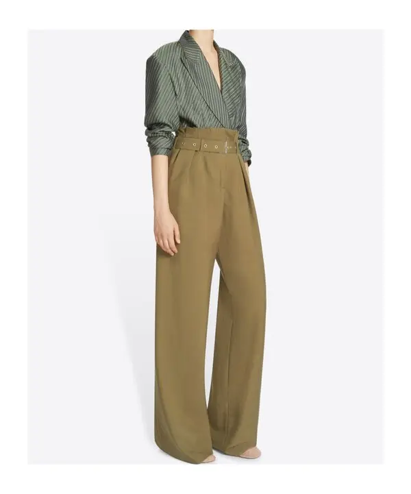 Dries Van Noten Peaches Belted Pants - Khaki
