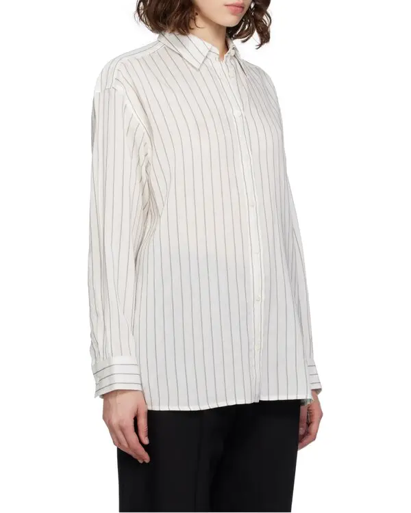 TOTEME Striped Long-sleeved Shirt - White