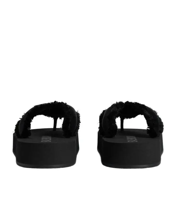 Balenciaga Frayed Platform Thong Flip-flops - Black