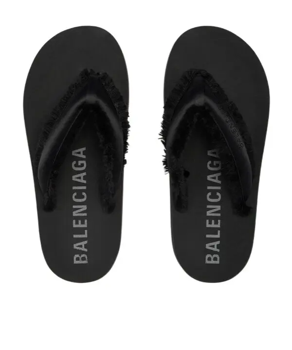 Balenciaga Frayed Platform Thong Flip-flops - Black