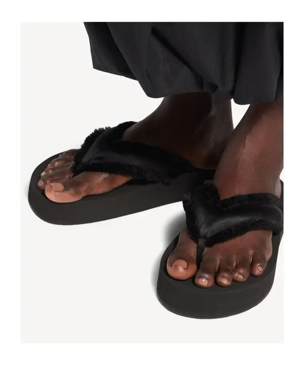 Balenciaga Frayed Platform Thong Flip-flops - Black