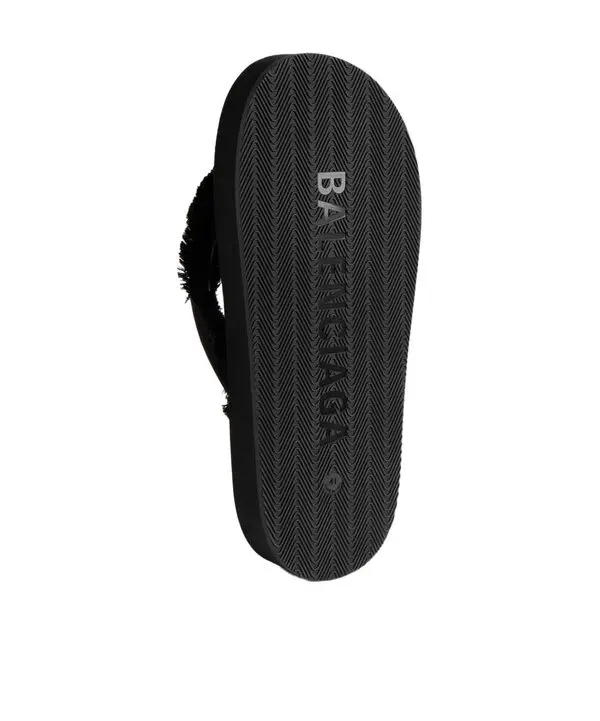 Balenciaga Frayed Platform Thong Flip-flops - Black