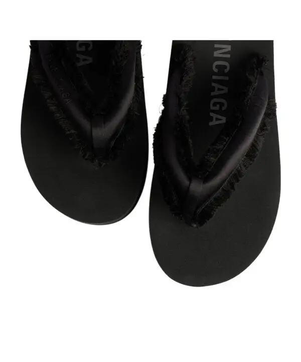 Balenciaga Frayed Platform Thong Flip-flops - Black