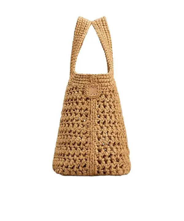 TOD'S Manici Logo Debossed Tote Bag - Beige