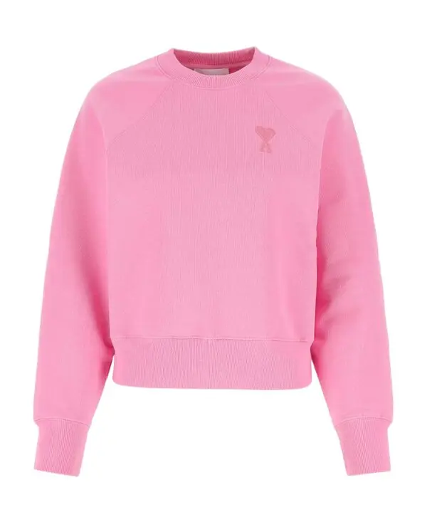 AMI Paris Tonal Logo Organic Cotton Sweatshirt - Pink
