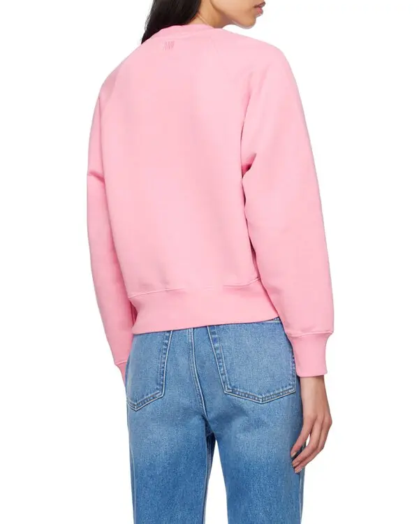 AMI Paris Tonal Logo Organic Cotton Sweatshirt - Pink