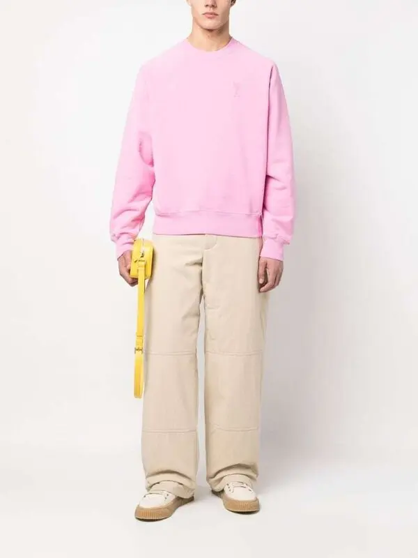 AMI Paris Tonal Logo Organic Cotton Sweatshirt - Pink