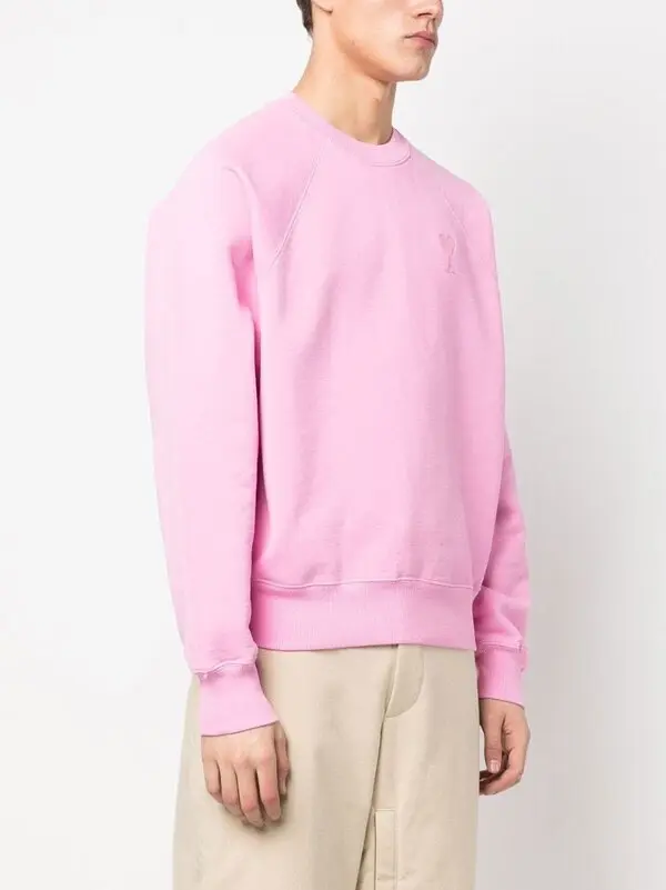 AMI Paris Tonal Logo Organic Cotton Sweatshirt - Pink