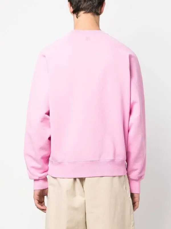 AMI Paris Tonal Logo Organic Cotton Sweatshirt - Pink