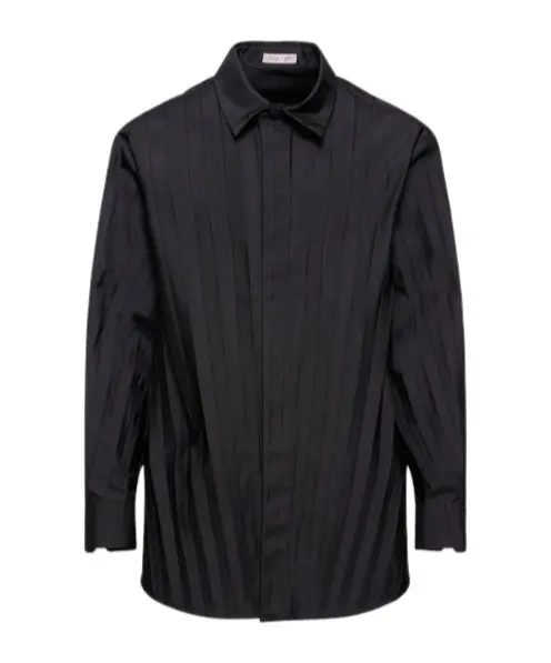 Valentino Garavani Textured Pleated Long-sleeved Shirt