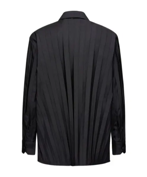 Valentino Garavani Textured Pleated Long-sleeved Shirt