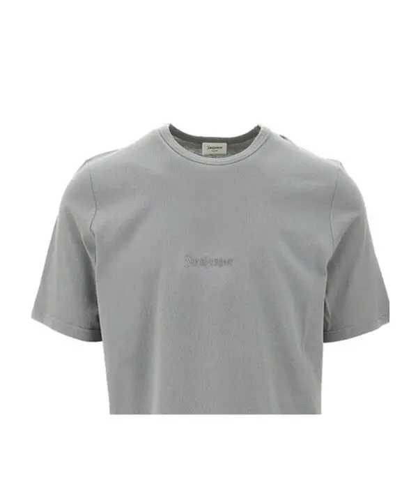 Saint Laurent Logo Embroidered Crewneck T-shirt