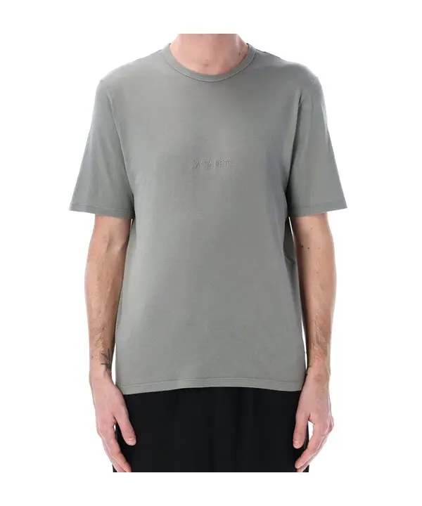 Saint Laurent Logo Embroidered Crewneck T-shirt