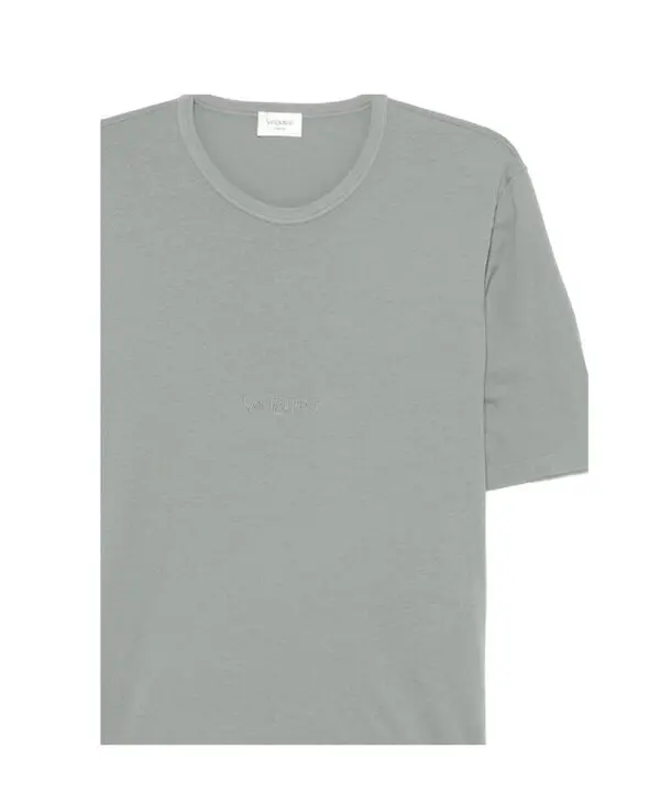 Saint Laurent Logo Embroidered Crewneck T-shirt