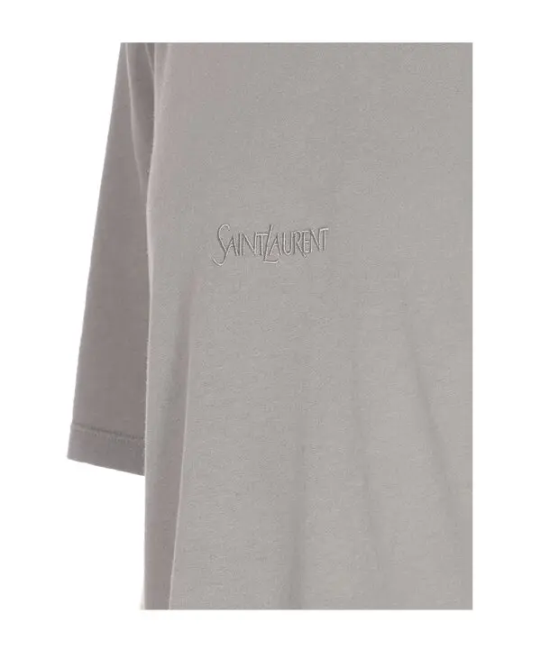 Saint Laurent Logo Embroidered Crewneck T-shirt