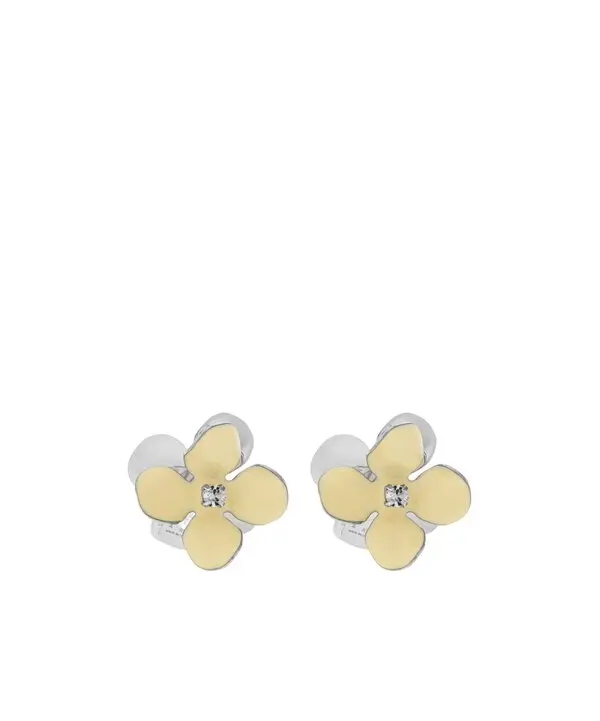 Marni Embellished Floral Motif Earrings - Yellow