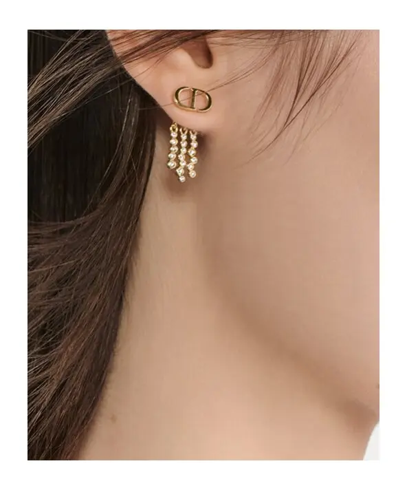 Dior Petit Cd Earrings With Crystals