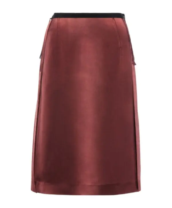 MAISON MARGIELA Satin Midi Skirt - Bordeaux