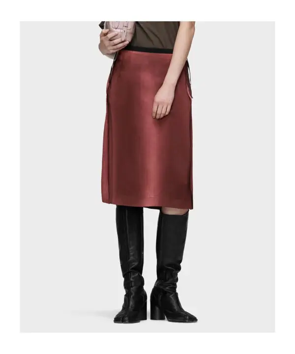 MAISON MARGIELA Satin Midi Skirt - Bordeaux