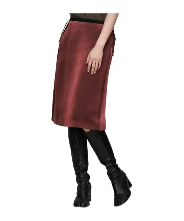 MAISON MARGIELA Satin Midi Skirt - Bordeaux