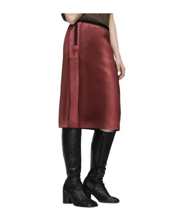 MAISON MARGIELA Satin Midi Skirt - Bordeaux