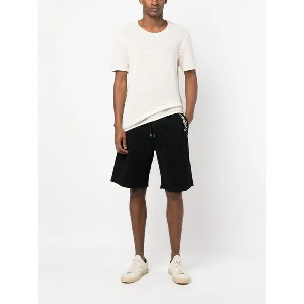 Saint Laurent Logo Embroidered Drawstring Shorts - Black