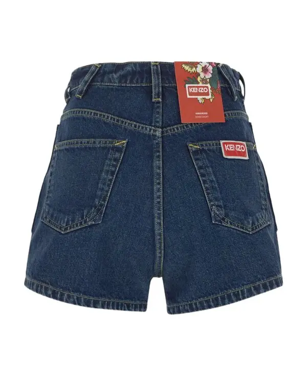Kenzo Logo Patch Denim Shorts - Blue