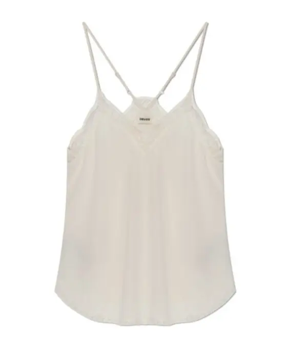 Zadig&Voltaire Spaghetti Strap Camisole With Lace Trim - Cream