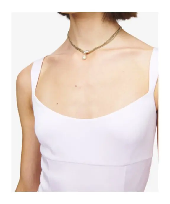 Alexander McQueen Skull Embellished Double Chain Necklace With Crystal And Imitation Pearl Pendant - Yellow