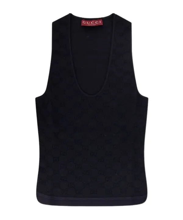 Gucci Gg Jacquard Sleeveless Knitted Top