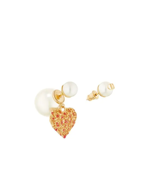 Dior Amour Tribales Earrings With Heart Motif - White