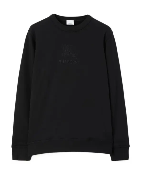 Burberry Crewneck Sweatshirt With Embroidered Logo - Black
