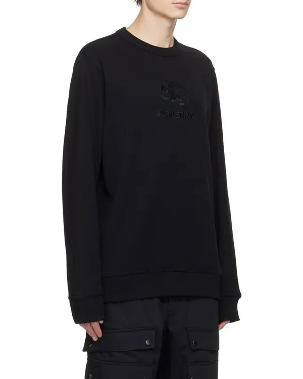 Burberry Crewneck Sweatshirt With Embroidered Logo - Black